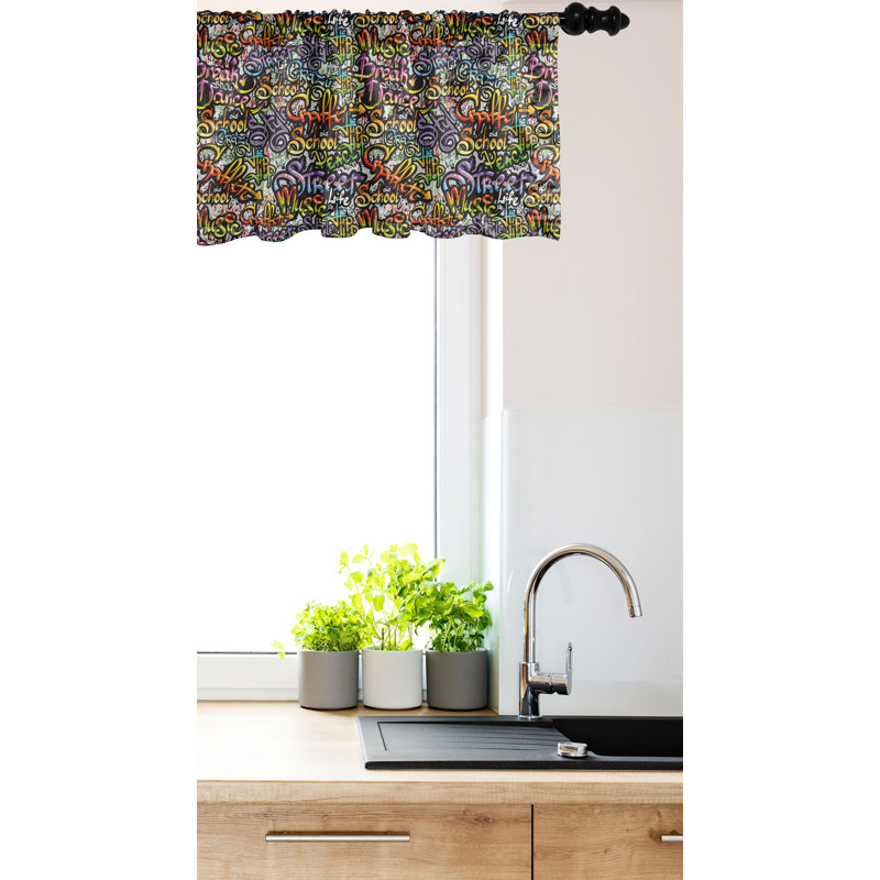 Ambesonne Thistle Valance Pack of 2 Curvy Branches Petals Lime Green Fern Green | Wayfair